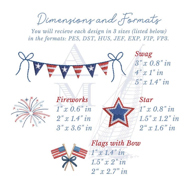 Patriotic Embroidery Design Bundle, Set of 8 | 4th of July, American ...
