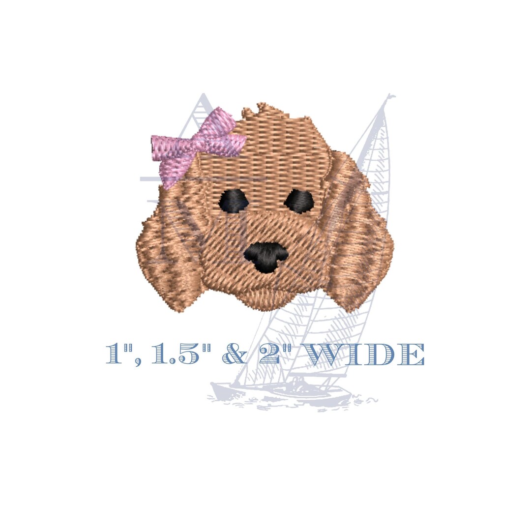 Mini Cockapoo or Labradoodle Girl Puppy Embroidery Design With Bow for ...