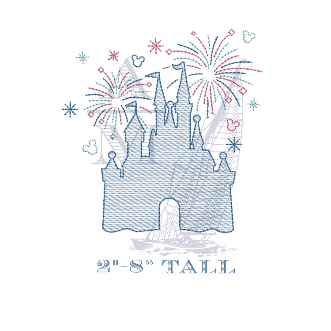 Castle With Fireworks Embroidery Design, Quick Stitch Sketch Fill ...