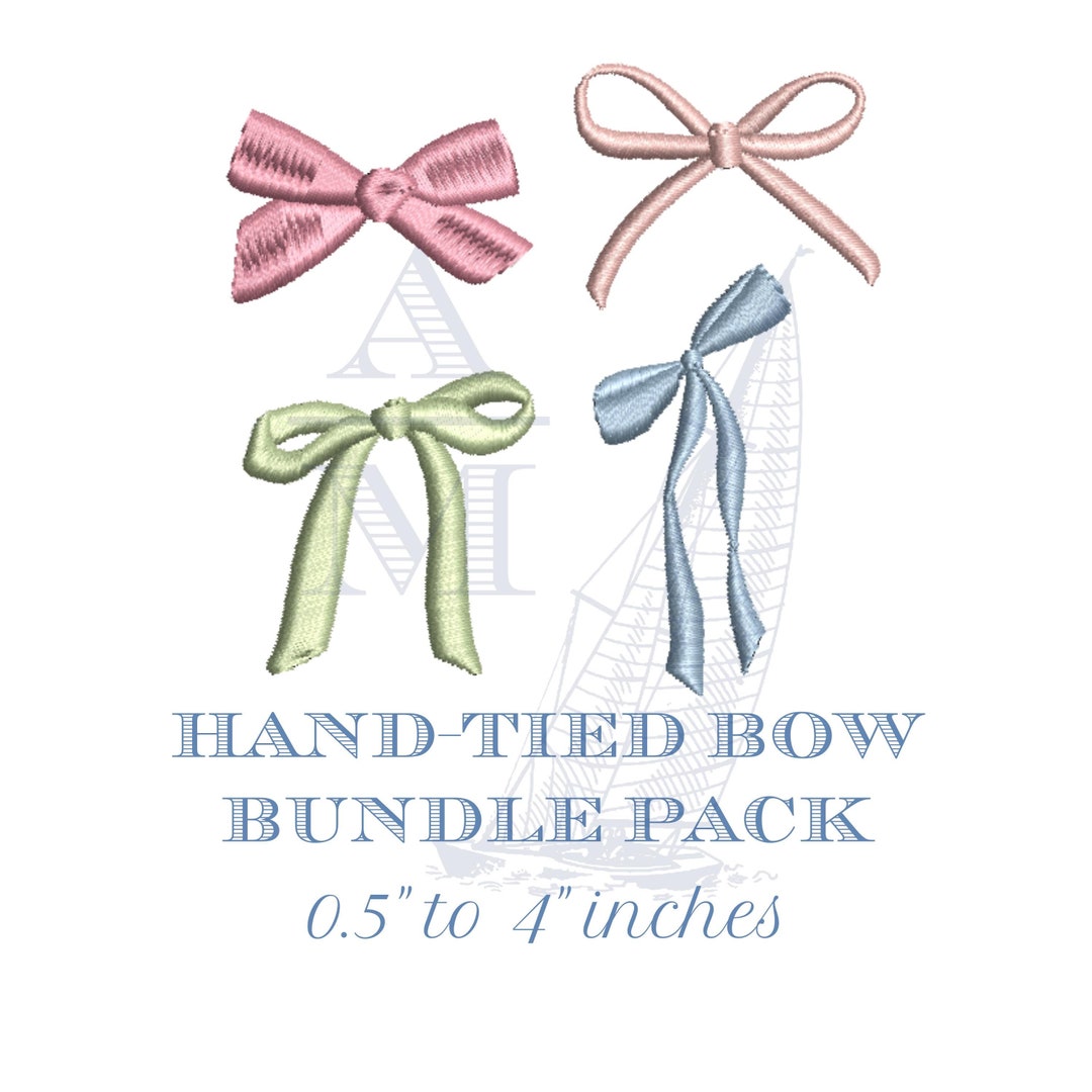 Hand Tied Bow Bundle Pack Embroidery Design, Set of 4 Bow Embroidery ...