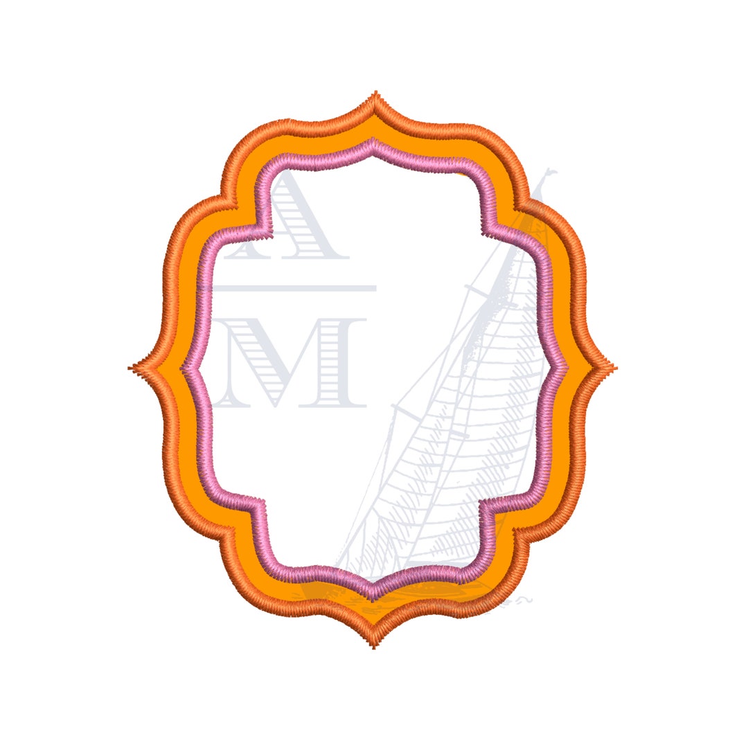 Geometric Applique Monogram Frame, Moroccan Inspired Embroidery Design ...