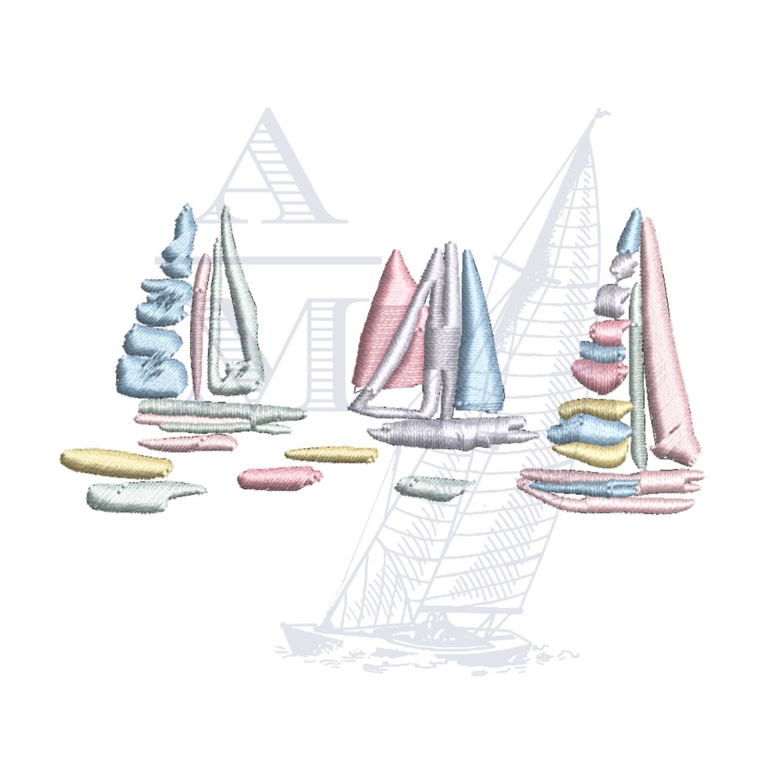 Watercolor Boats Nautical Embroidery Design, 3 Sizes Included 3, 4, 5 ...