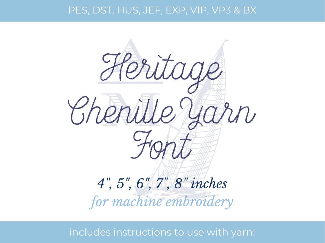 Chenille Yarn Script Embroidery Font | Heritage by Annapolis Monograms ...