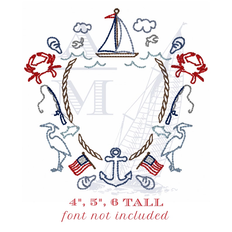 Nautical Monogram Crest for Boys or Girls 4 5 6 - Etsy