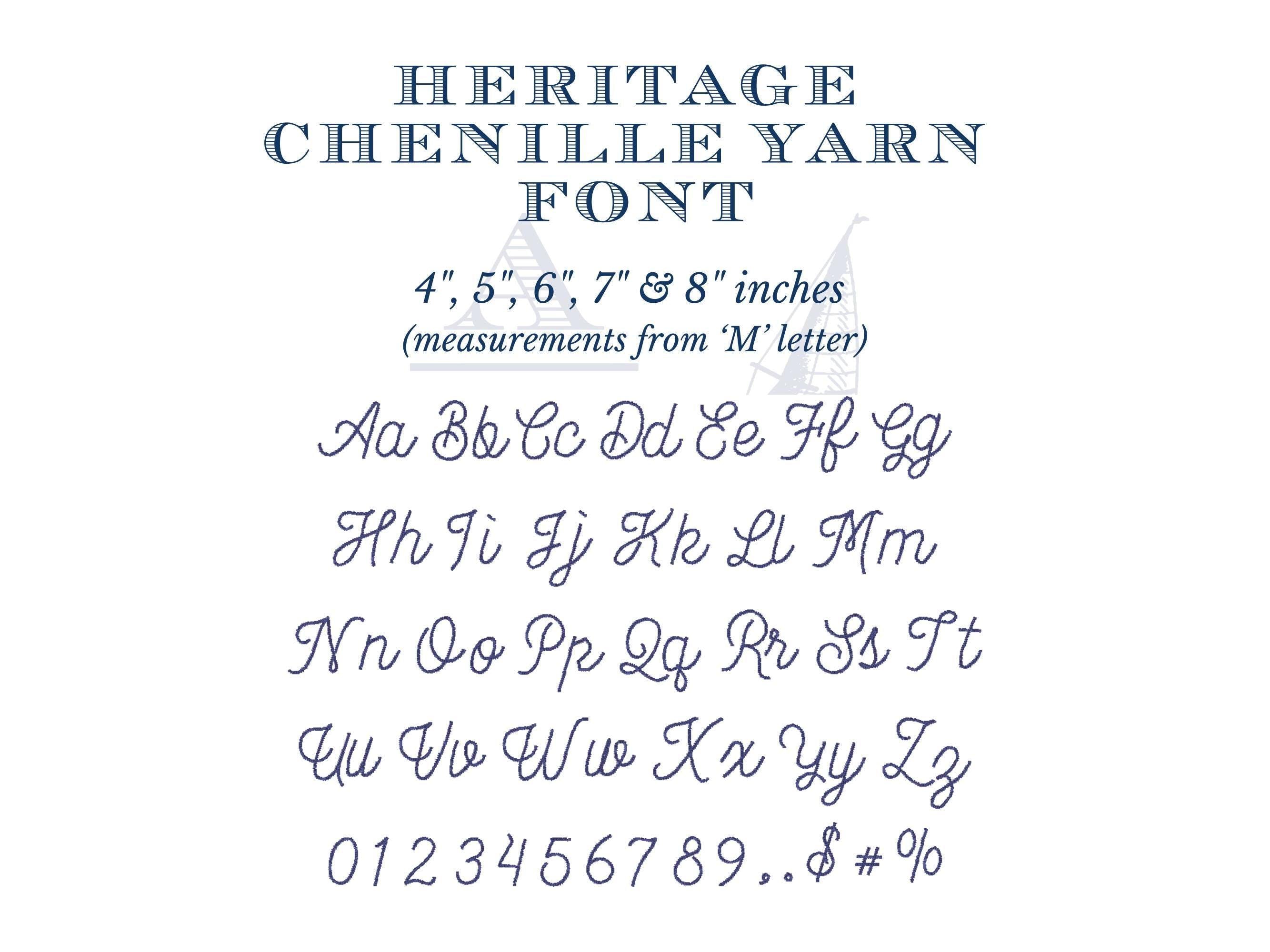 Chenille Yarn Script Embroidery Font | Heritage by Annapolis Monograms ...