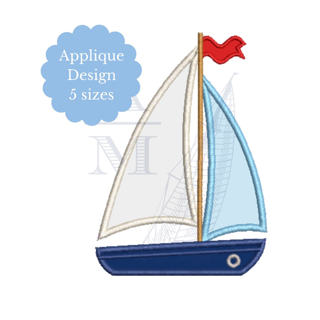 Sailboat Applique Summer Nautical Embroidery Design 5 Sizes - Etsy
