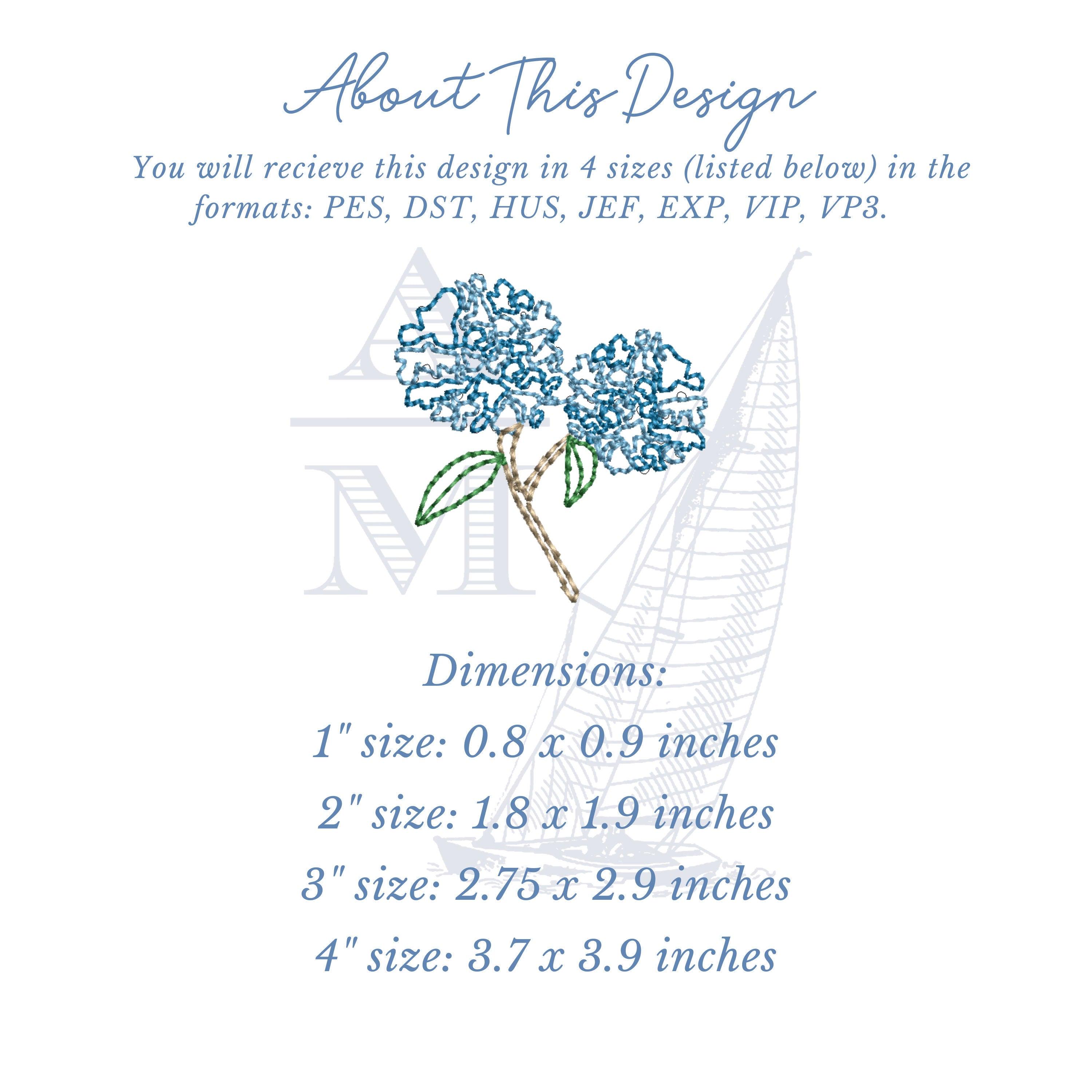 Quick Stitch Hydrangea Embroidery Design, Bean Stitch, Vintage Style ...
