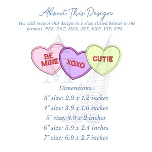 Valentines Day Conversation Hearts Applique Design, 5 Sizes With Satin ...