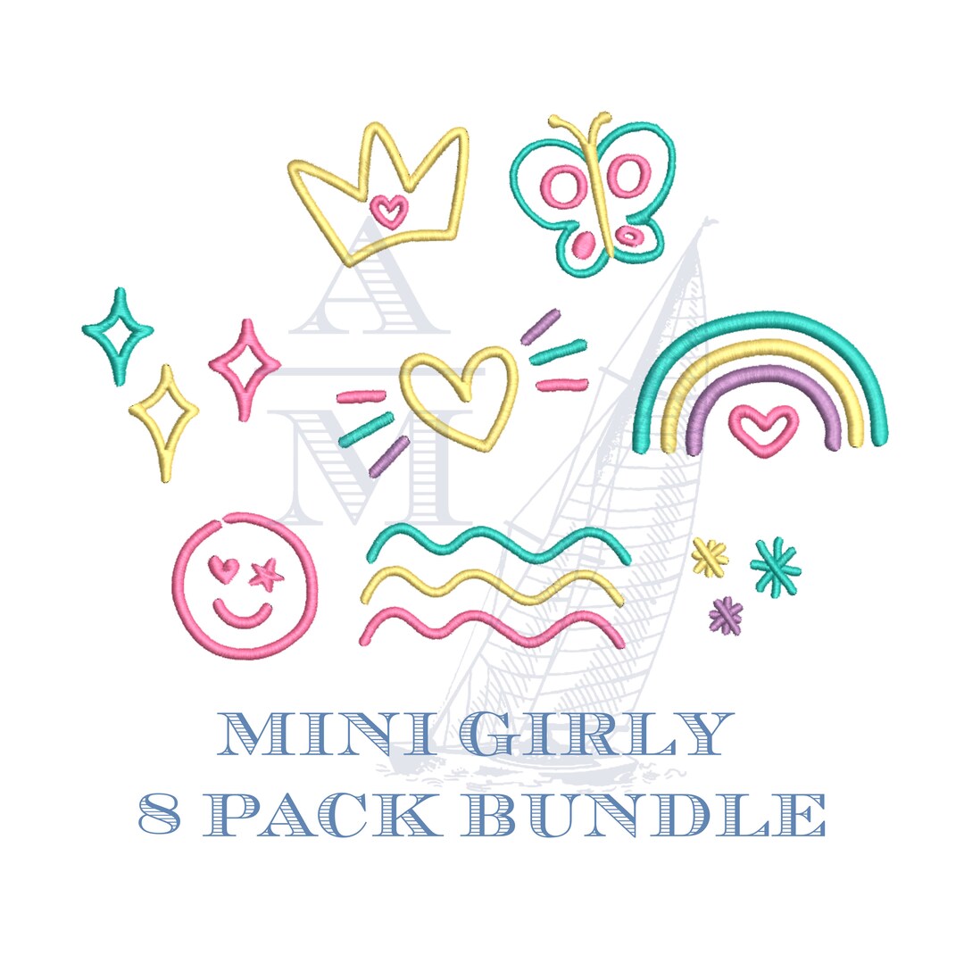 Trendy Embroidery Design Bundle, Mini Heart, Rainbow, Stars and More ...