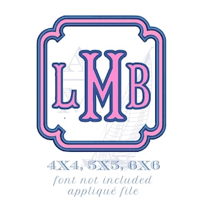 Rounded Square Applique Monogram Frame Embroidery Design, 4x4, 5x5, 6x6 ...