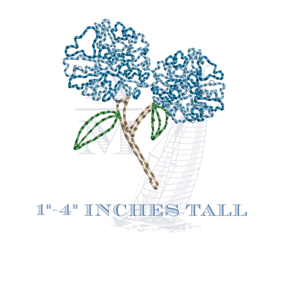 Quick Stitch Hydrangea Embroidery Design, Bean Stitch, Vintage Style ...