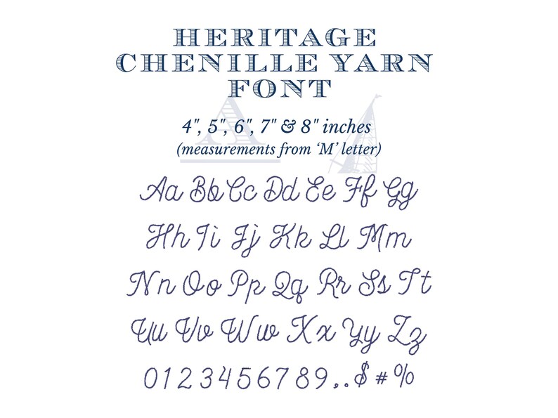 Yarn Embroidery Script Font, Heritage Chenille Applique Machine ...