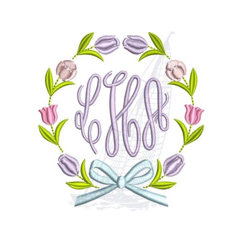 Monogram Bird & Bow Frame Embroidery Design File - Etsy