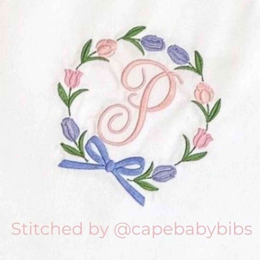 Tulip Flower Monogram Bow Frame Embroidery Design File 4x4 - Etsy