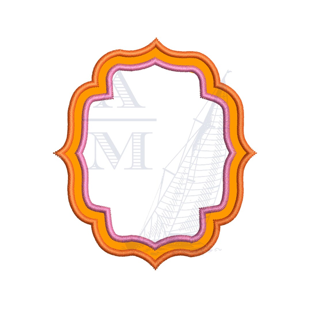 Geometric Applique Monogram Frame, Moroccan Inspired Embroidery Design ...