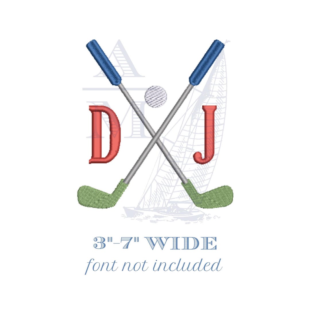 Golf Embroidery Design, Crossed Golf Clubs With Golf Ball, Golf ...
