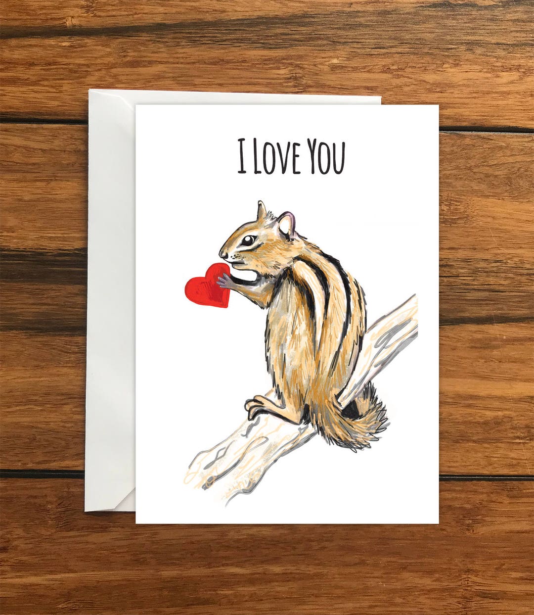 I Love You Chipmunk Greeting Card A6 One Card and Envelope - Etsy