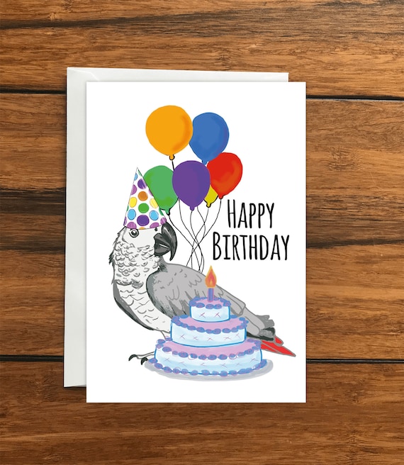 Happy Birthday Parrot Greeting Card A6 | Etsy