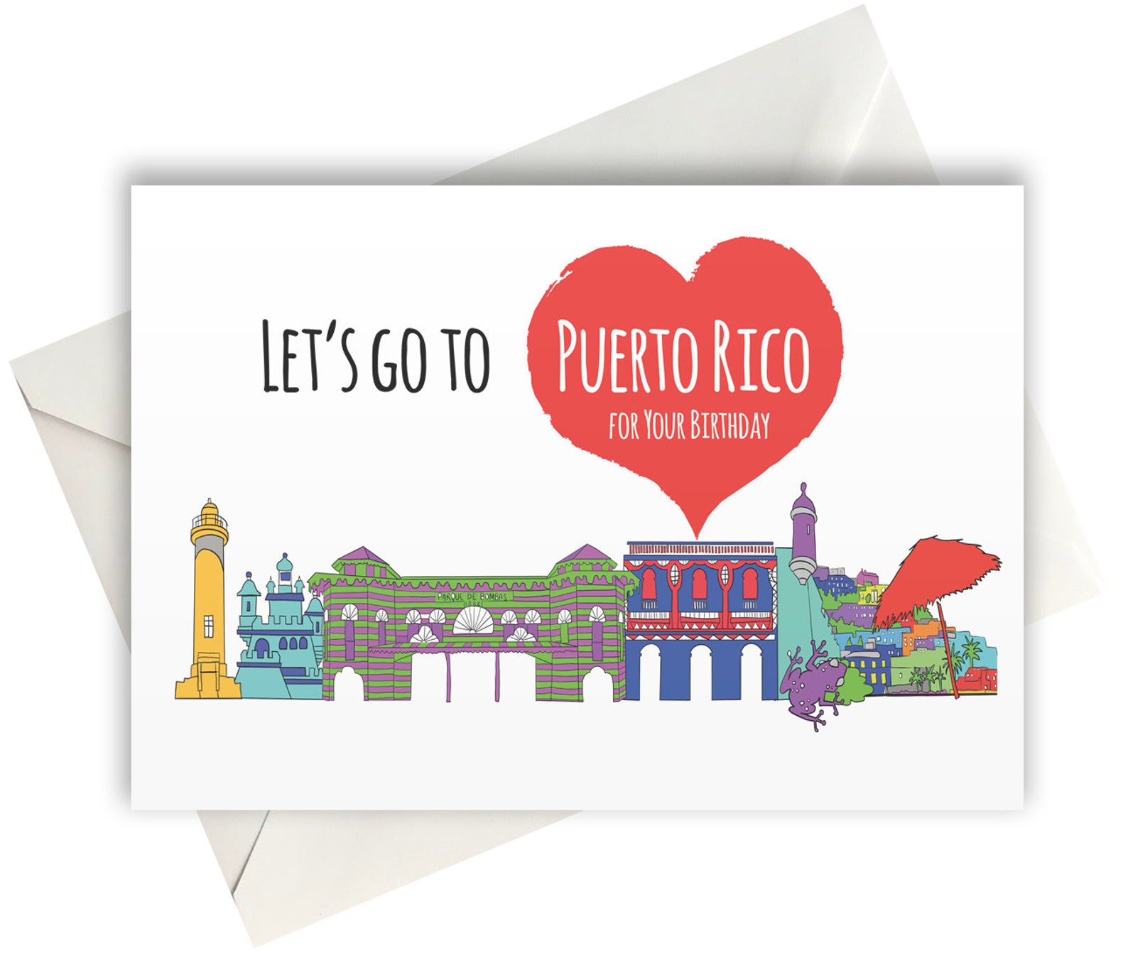 Let's Go to Puerto Rico Holiday Gift Idea Greeting Card A6 - Etsy