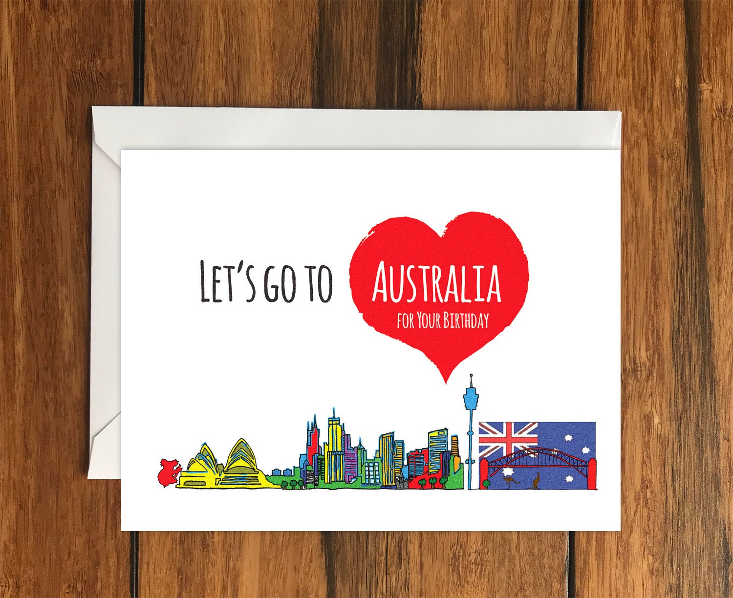 Let's Go to Australia for Our Anniversary Blank Greeting Card A6 ...