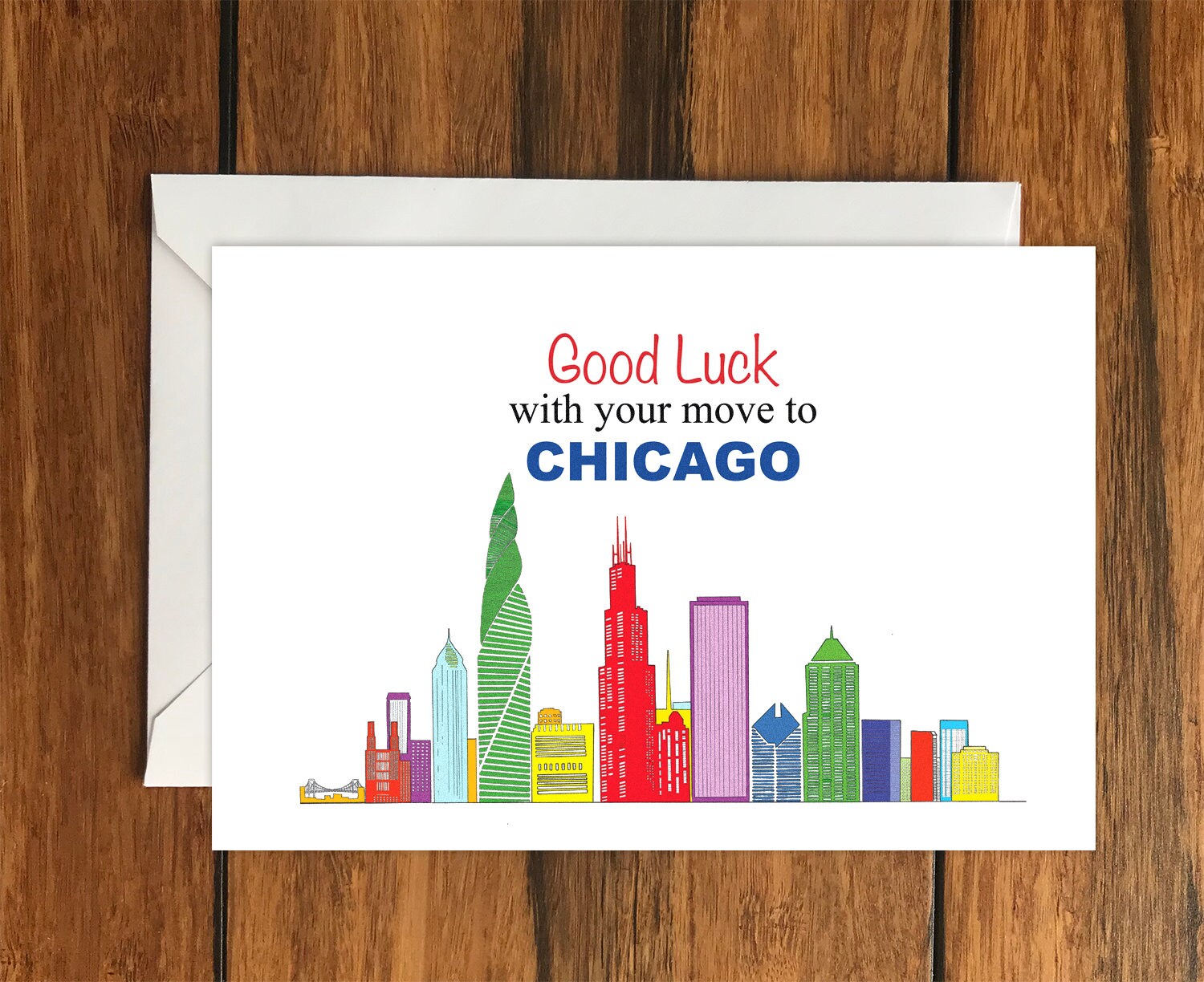 Good Luck With Your Move to Chicago Blank Greeting Card - Etsy