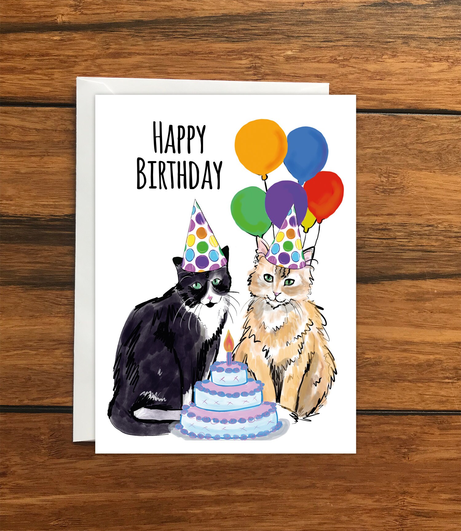 Cats Happy Birthday Greeting Card A6 - Etsy
