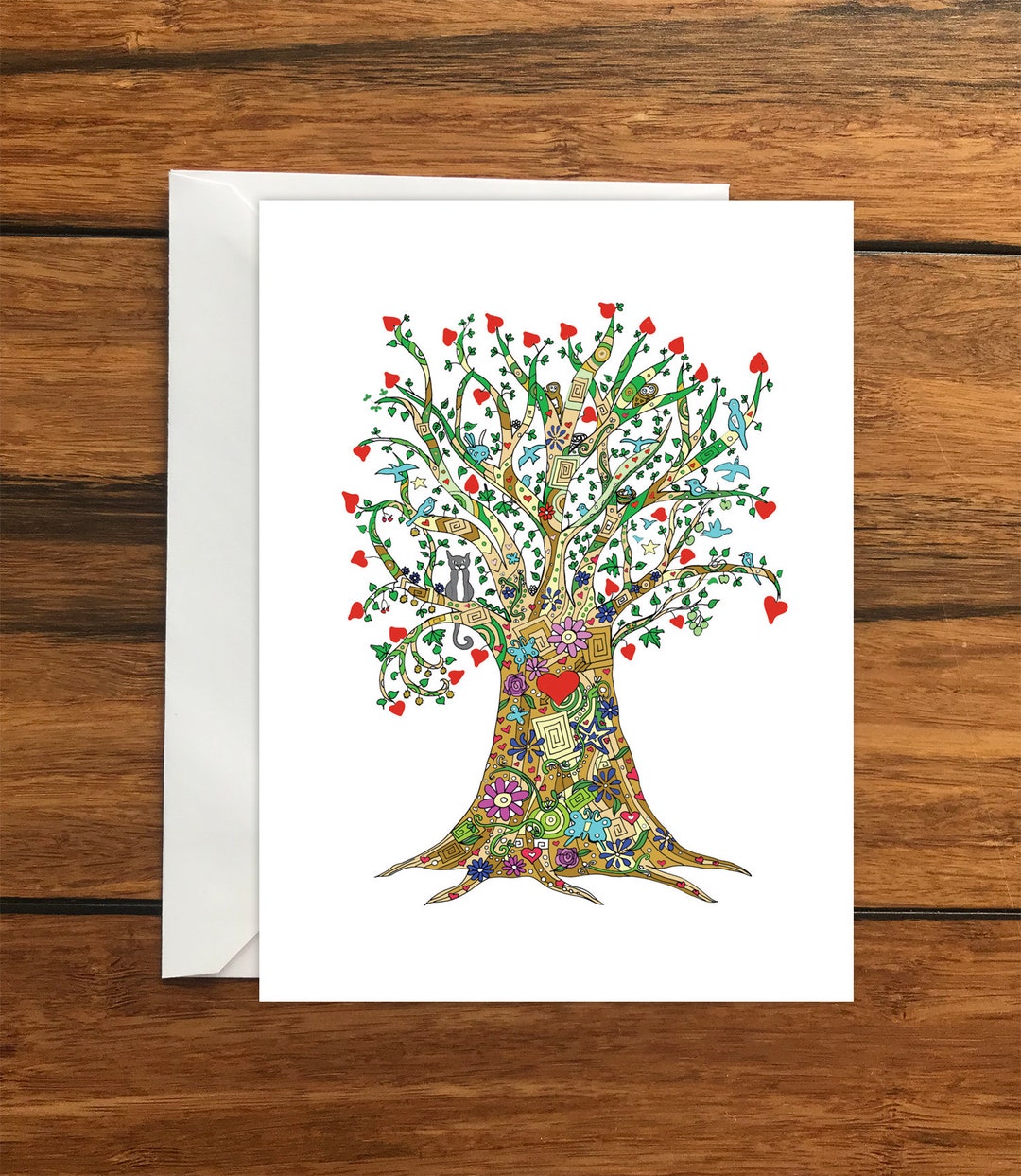 Colourful Love Tree Heart Greeting Card A6 - Etsy