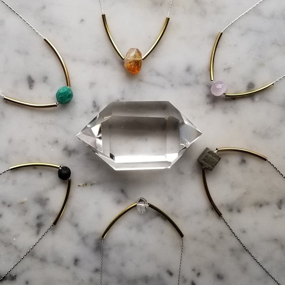 Mixed metal orbit necklace brass tube on silver chain with | Etsy