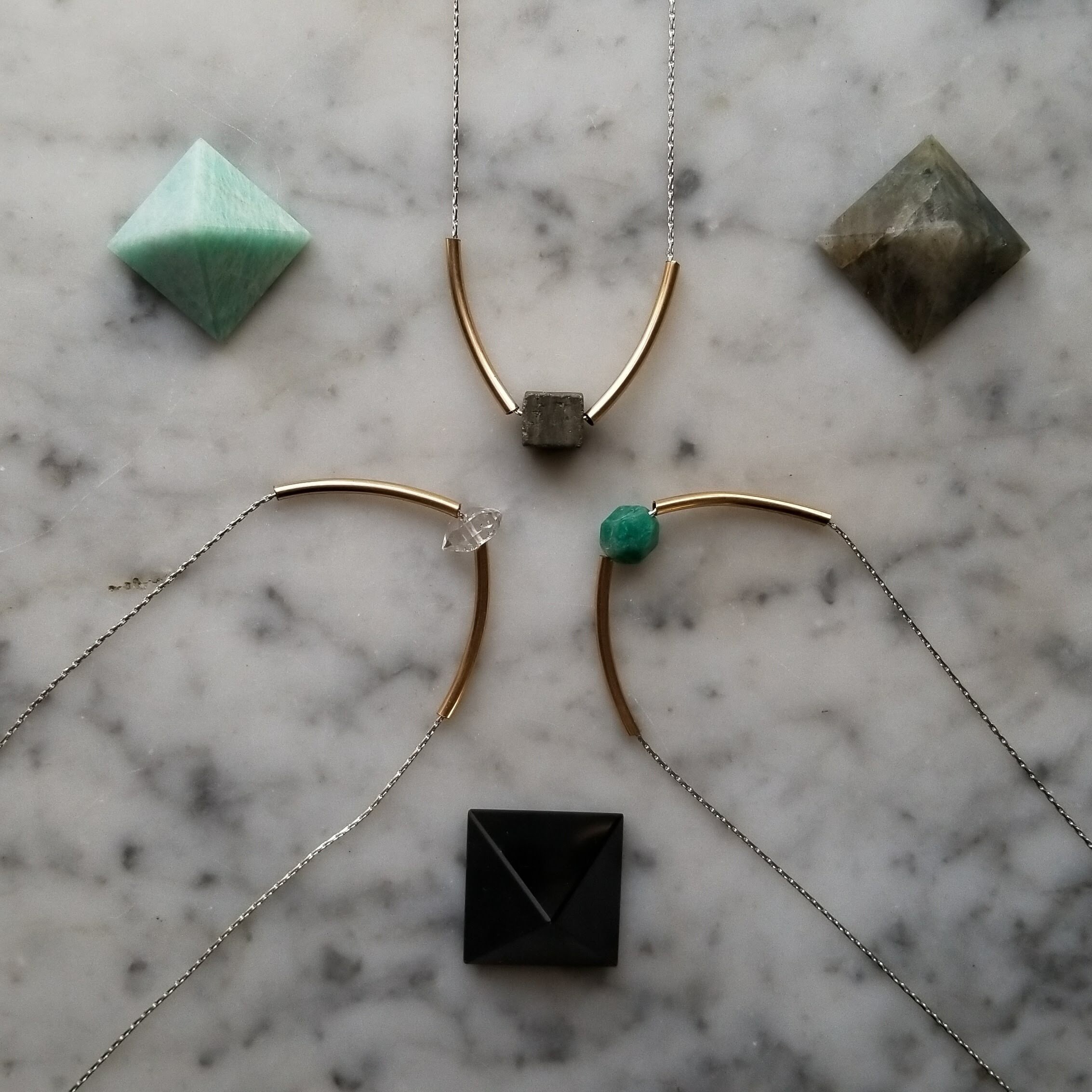 Mixed metal orbit necklace brass tube on silver chain with | Etsy