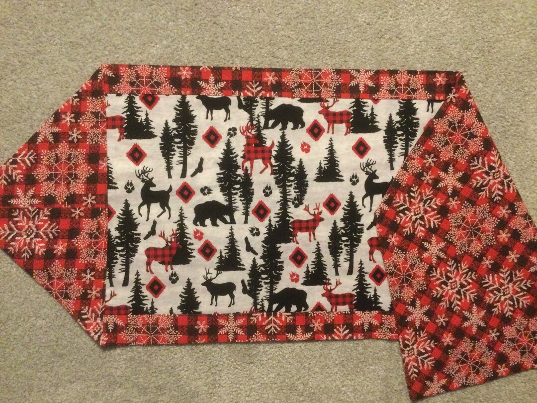 Northwoods Table Runner, Buffalo Check Table Runner, Holiday Table Runner, Red and Black Check ...