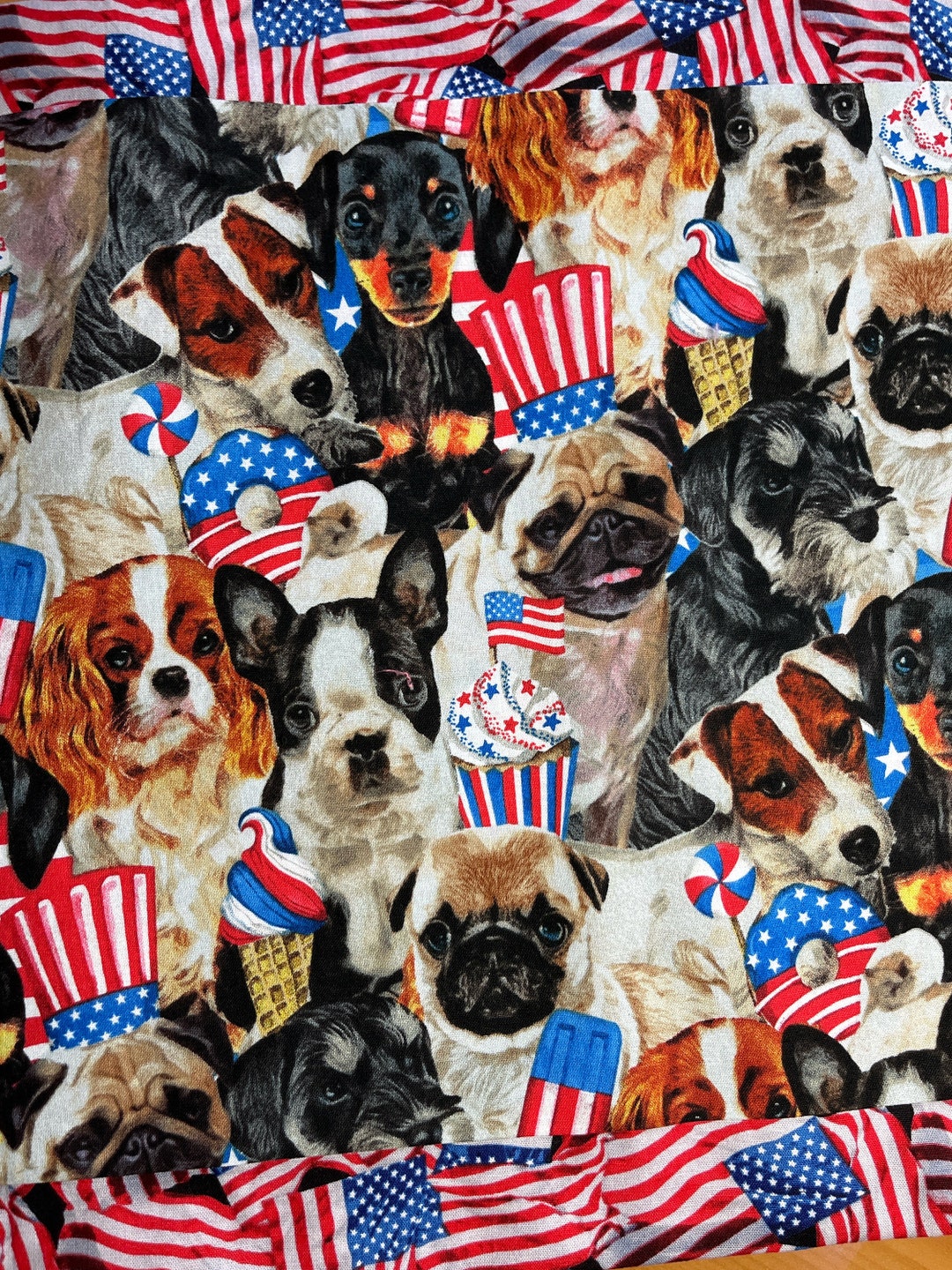 Patriotic Dog Table Runner, American Flag Table Runner, Flag Day Table ...