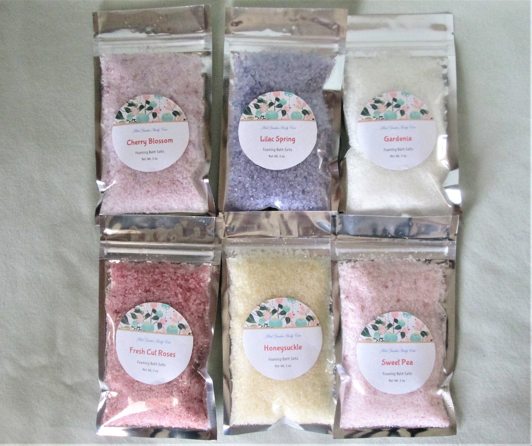 Foaming Bath Salts Gift Set: Spring Flower Scents, Handmade Spa ...