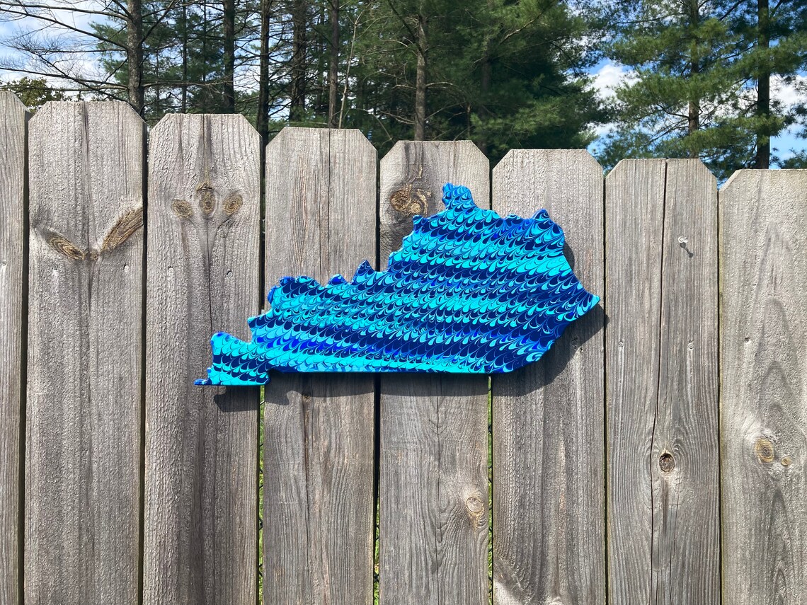 KY Bluegrass State Boundary of Kentucky Acrylic Pour | Etsy