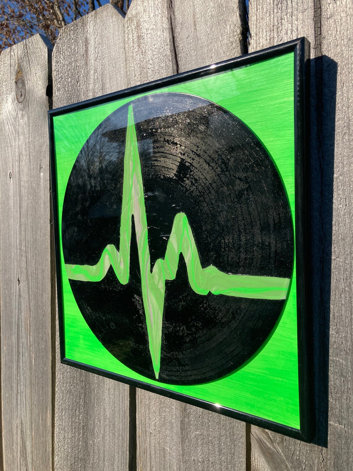 Acrylic Pour Painting of a Heart Pulse Monitor on an Upcycled - Etsy