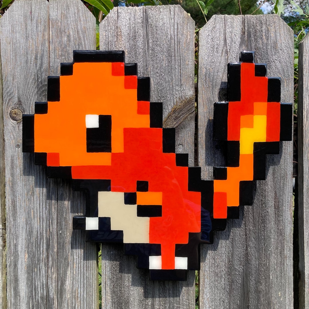 Handmade Charmander Pixel Art | Nintendo Gameboy Decor - Etsy