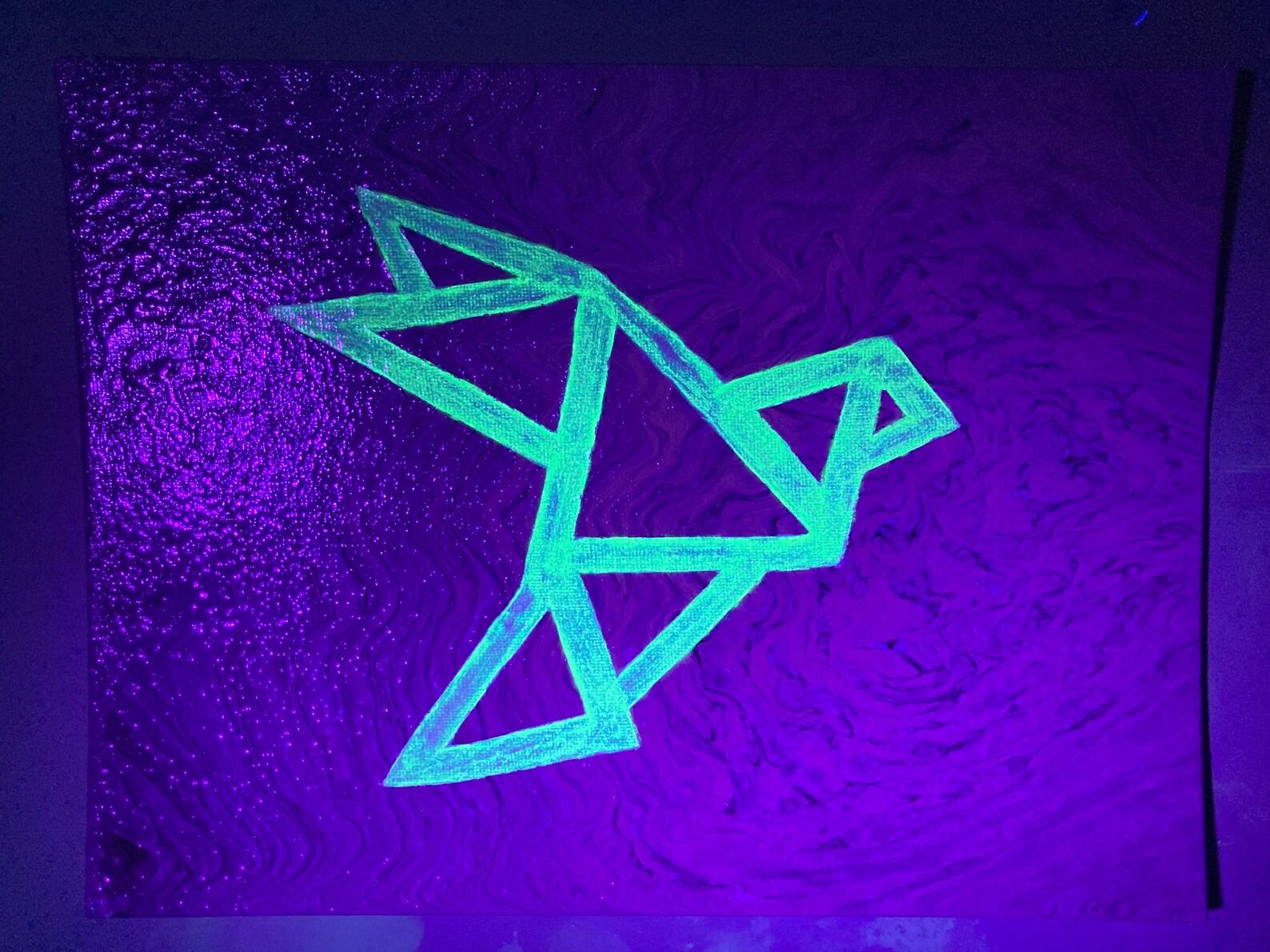 Polygon Bird Acrylic Pour Painting With Glow in the Dark White - Etsy