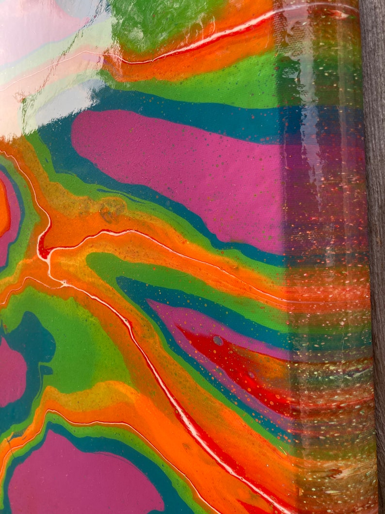 Taste the Rainbow Acrylic Pour Painting: Resin Finish Canvas Art (24x20 ...