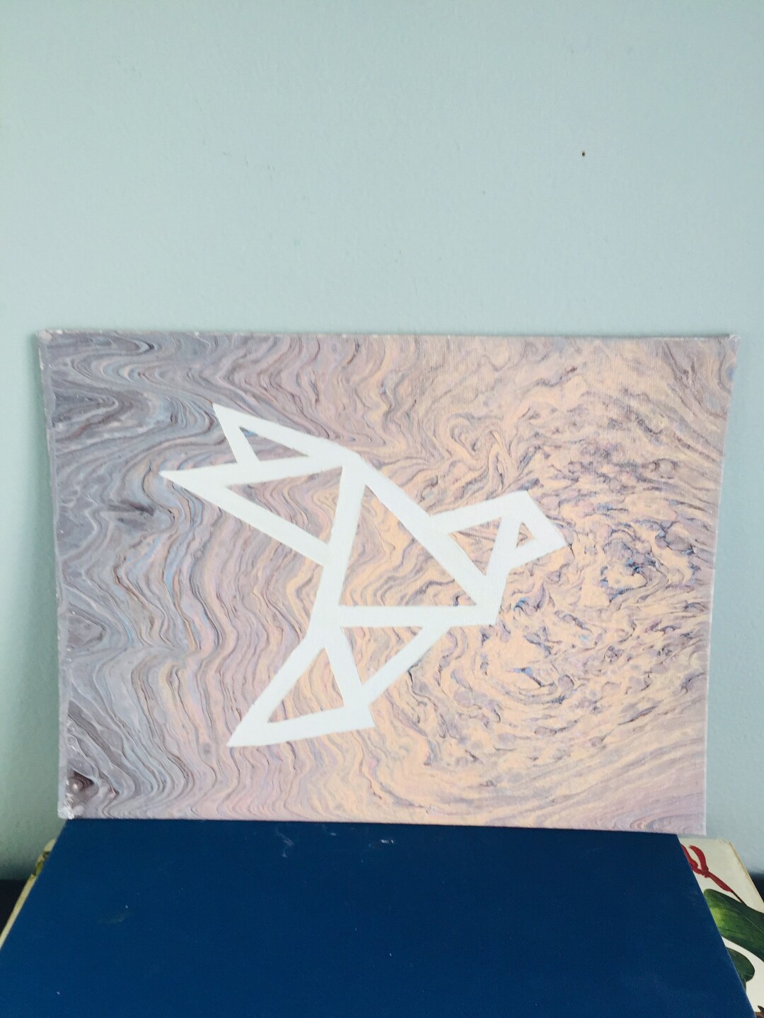 Polygon Bird Acrylic Pour Painting With Glow in the Dark White Bird on ...