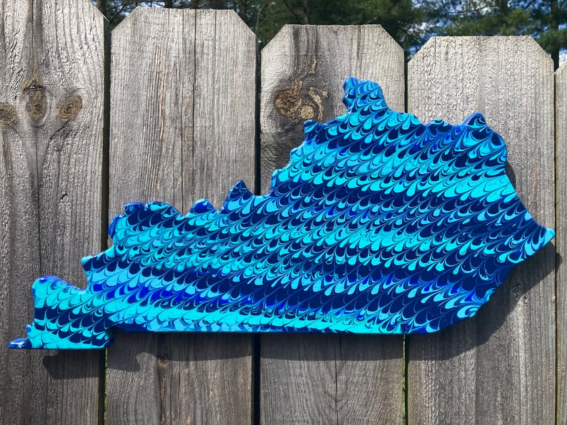 KY Bluegrass State Boundary of Kentucky Acrylic Pour - Etsy