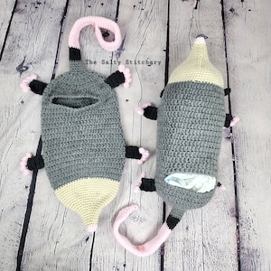 Possum Holiday Stocking, Crochet Possum Christmas Stocking, Possum Bag ...