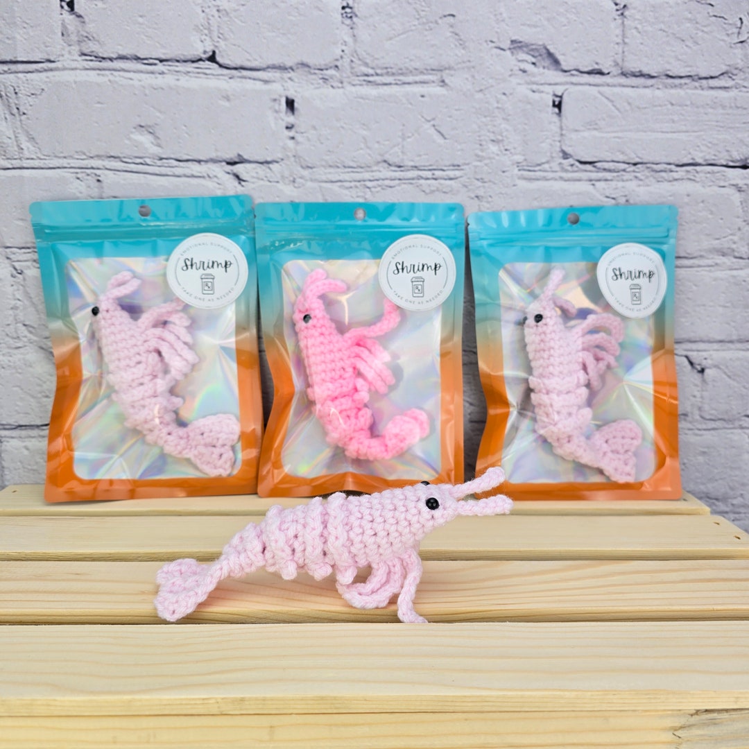 Crochet Emotional Support Shrimp Plush – Cute Travel Companion, Unique Stocking Stuffer ...