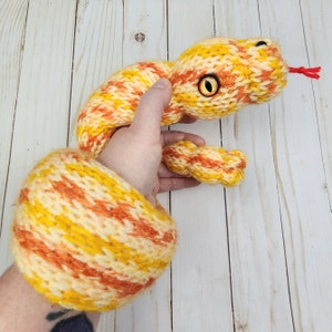 Knit Corn Snake, Stuffed Snake Plushie Toy, 2 Foot Long Snake, Orange ...