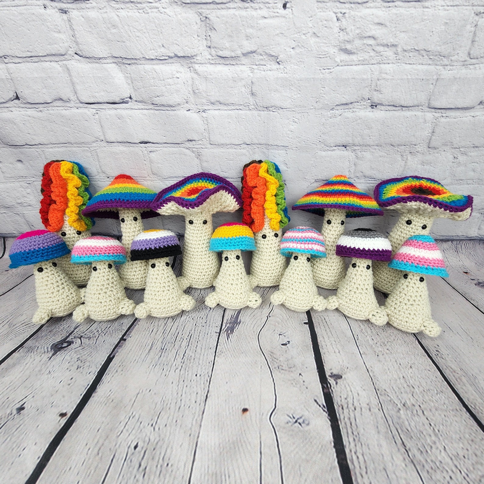 Pride Mushroom Sprite, Crochet Rainbow Flag Mushrooms, Rainbow Mushies ...