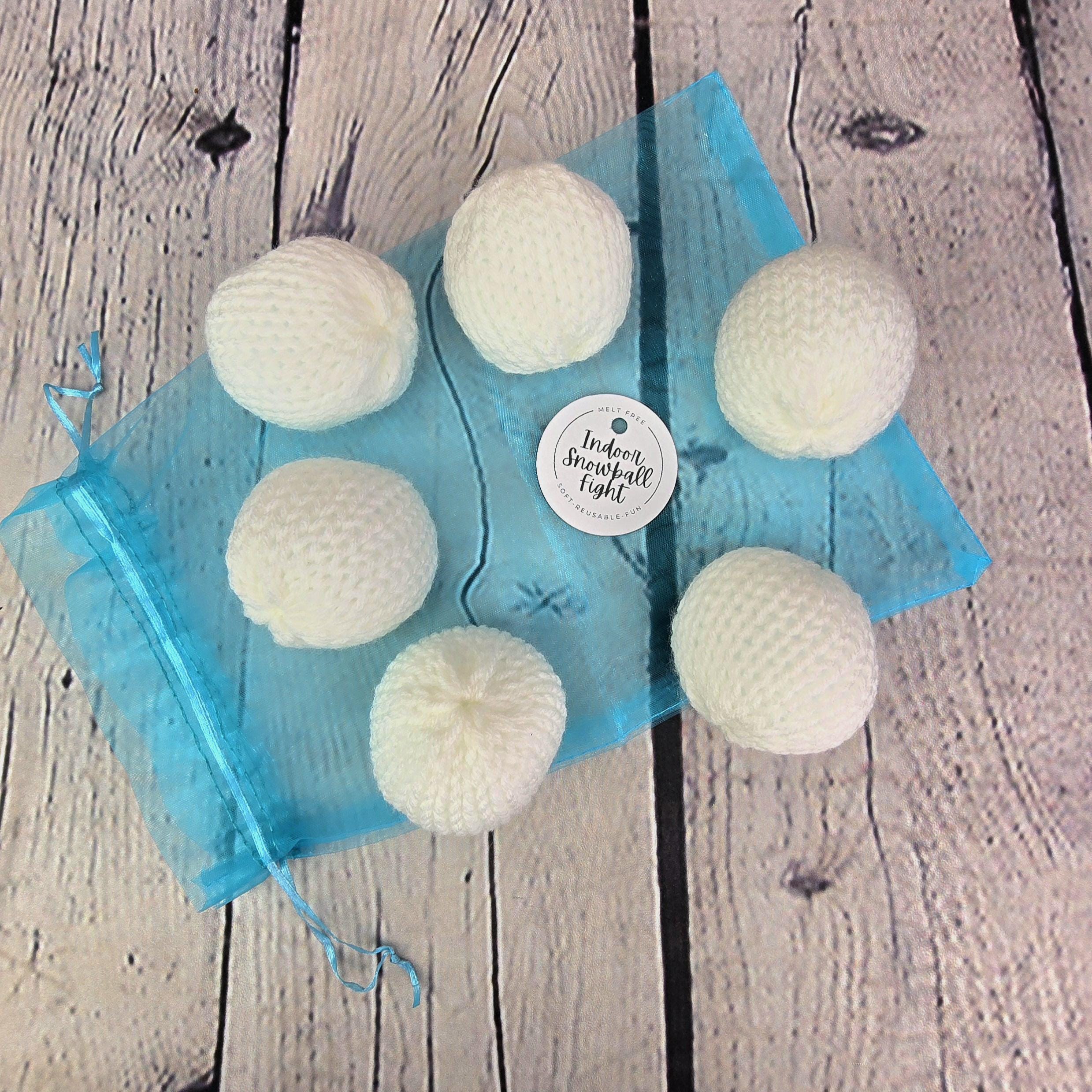 Indoor Snowball Fight Set, 6 Soft Knit Snowballs, 2" Each in Organza ...