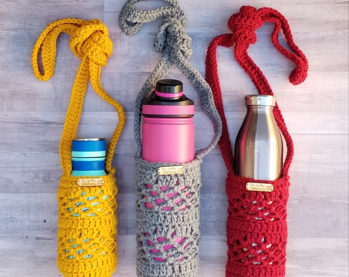 Crochet Water Bottle Holder Festival Bottle Carrier Eco Friendly Cup crochet-water-bottle-holder-festival-bottle-carrier-eco-friendly-cup