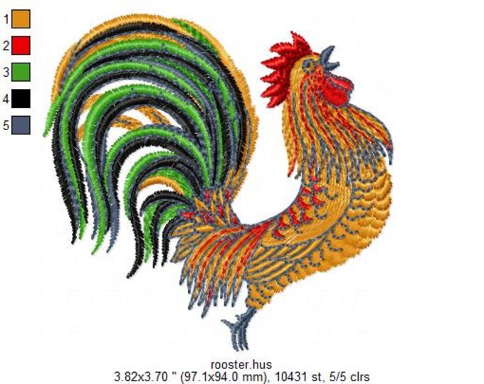 Happy Rooster Machine Embroidery Design Digital Download - Etsy