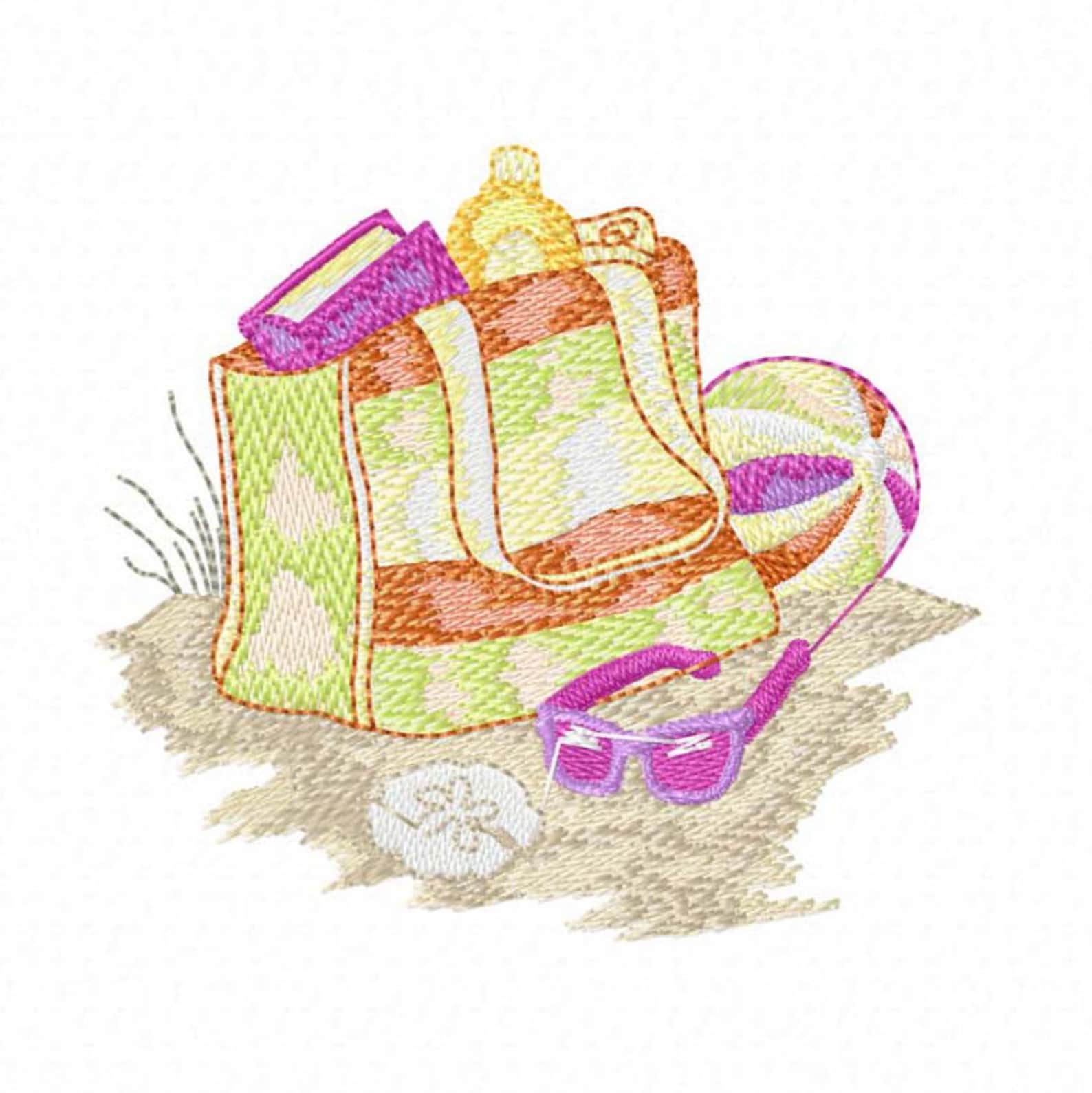 Beach Designs Machine Embroidery - Collection of 5 Beach Themed ...