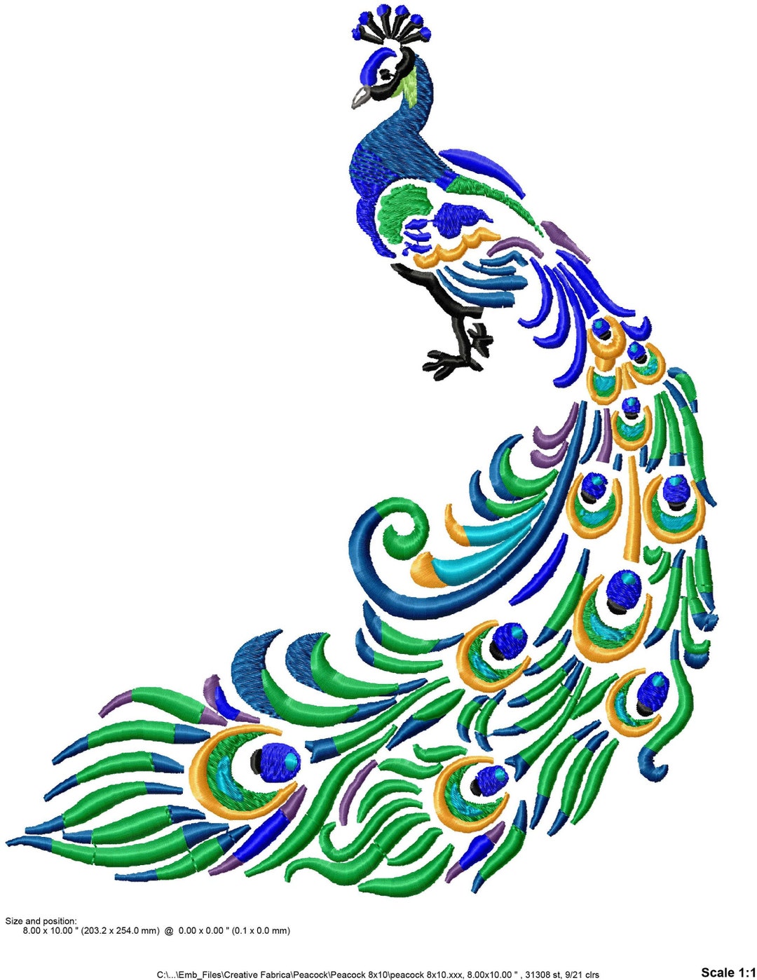 Peacock 4 Sizes - Machine Embroidery Design - Digital Download ...