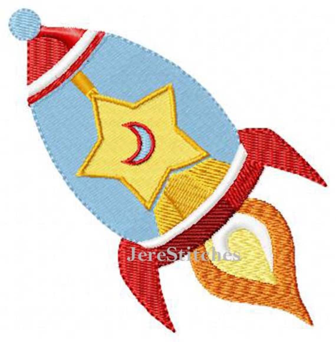 Rocket Ship Space Ship Machine Embroidery Design Instant - Etsy