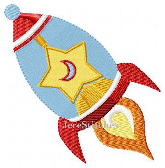 Rocket Ship Space Ship Machine Embroidery Design Instant - Etsy